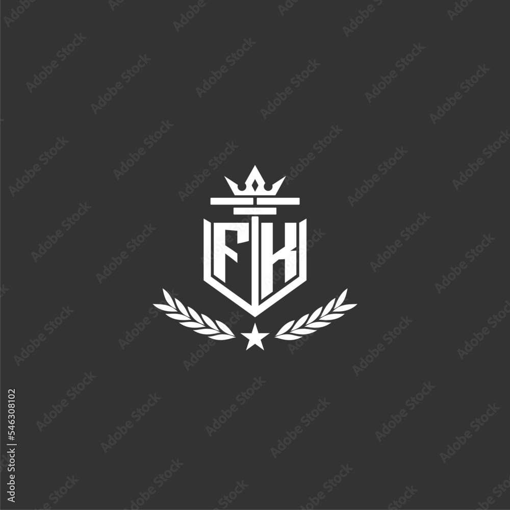 FK initial monogram brand logo design for crown vector image Stock ...