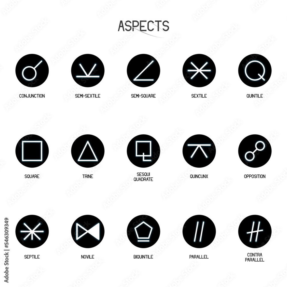 ASPECTS zodiac horoscope thin line label linear design esoteric ...