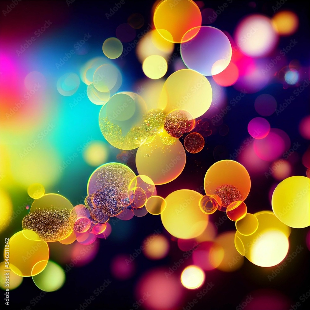 Ai generated digital art of colorful bokeh particles and highlights on ...