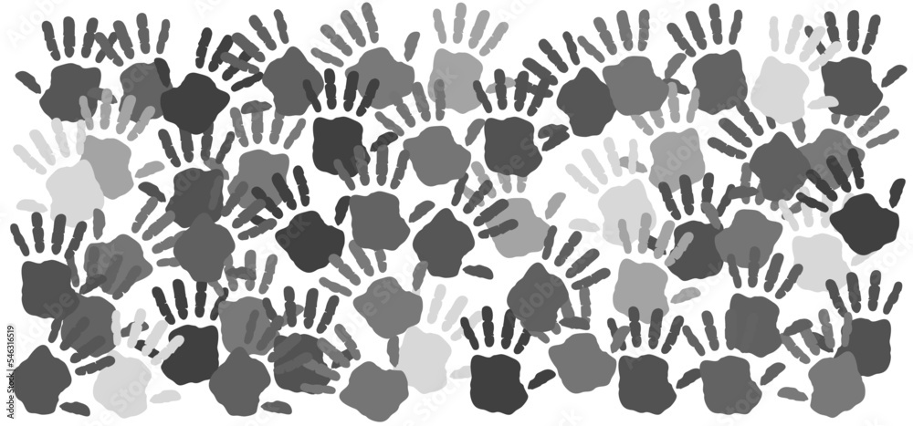 Cartoon drawing hand palm. Baby or kids paint hands or child handprint ...