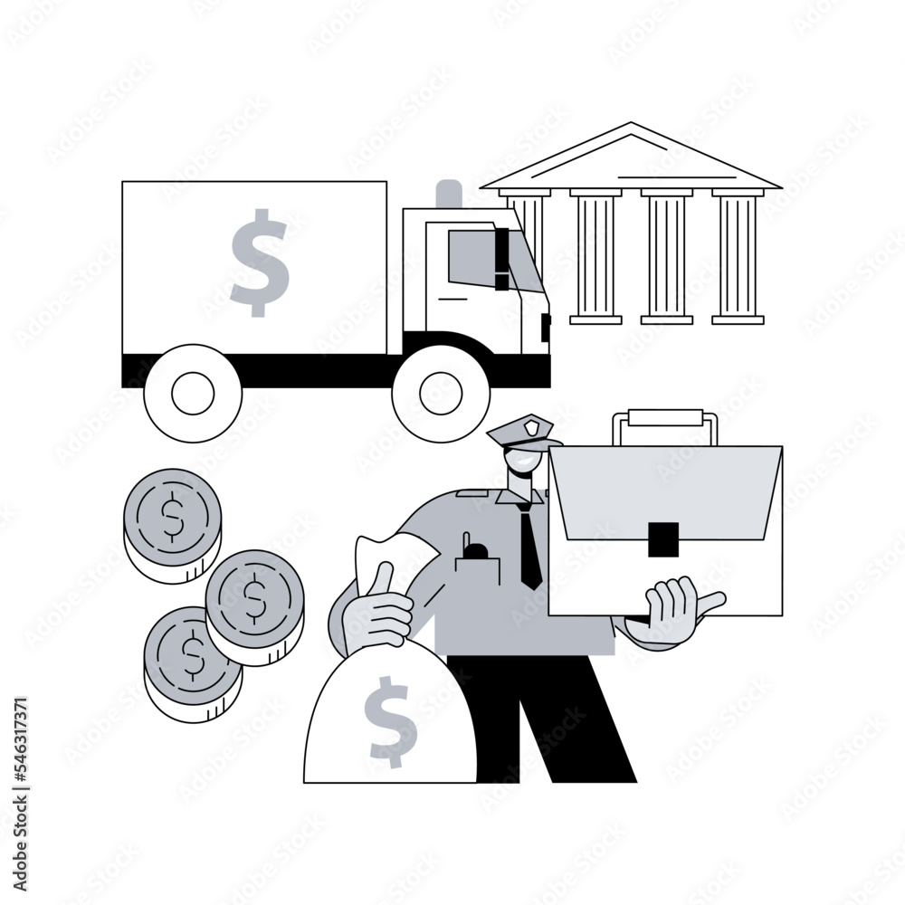 Cash-in-transit abstract concept vector illustration. cash valuables in ...