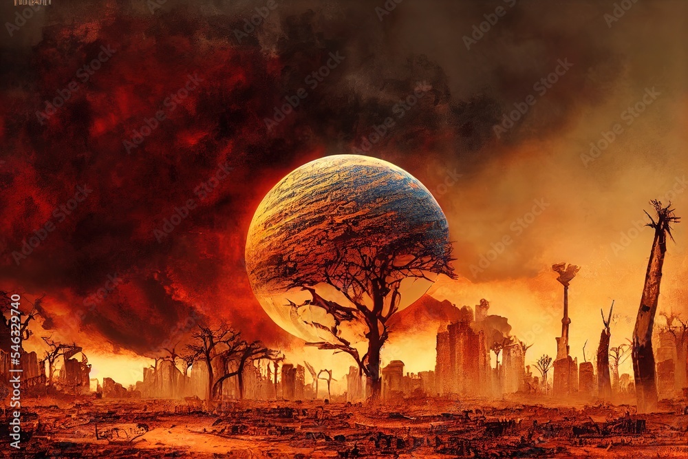 Scorched Post Apocalyptic Planet Earth Africa Stock Illustration ...