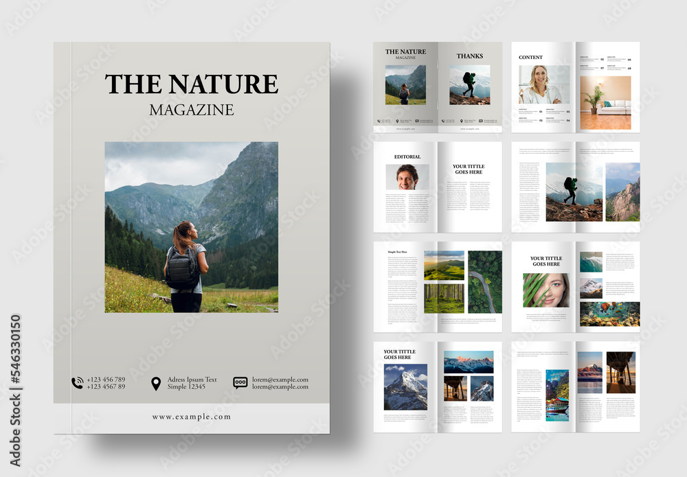The Nature Magazine Layout Stock Template | Adobe Stock