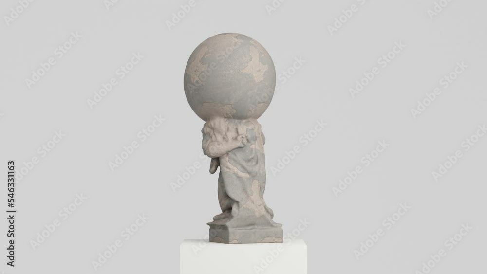 Atlas Statue Holding up the globe earth Celestial Heavens Pure White ...