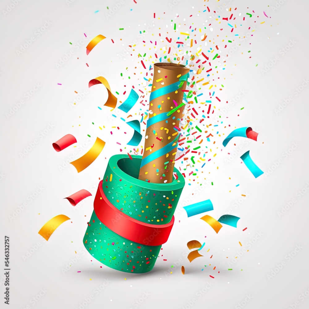 3d Party Popper with Confetti Plasticine Cartoon Style Symbol of ...