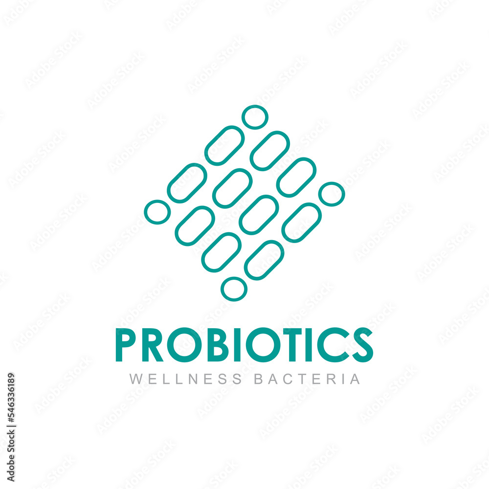 Probiotics bacteria logo design. Healthy nutrition ingredient for ...
