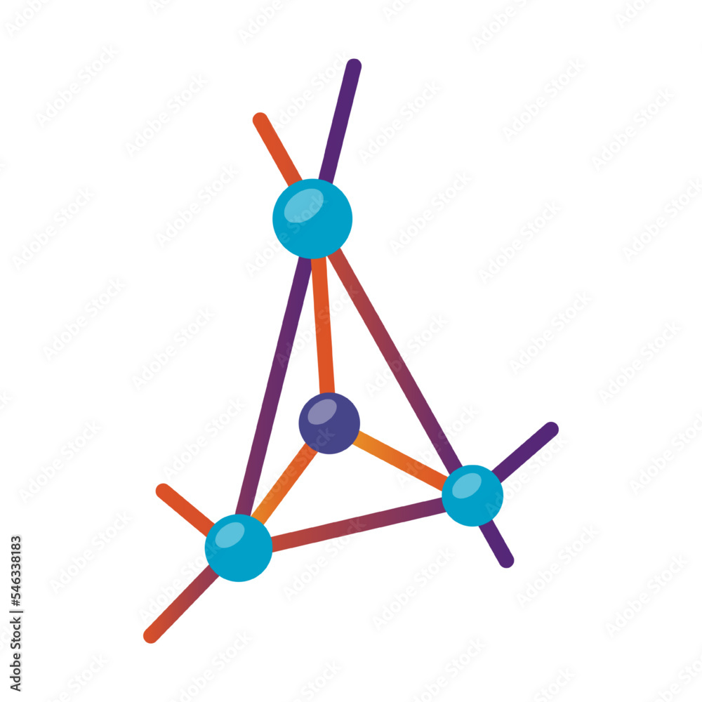 Colorful molecule. Cartoon vector illustration. Molecular model ...