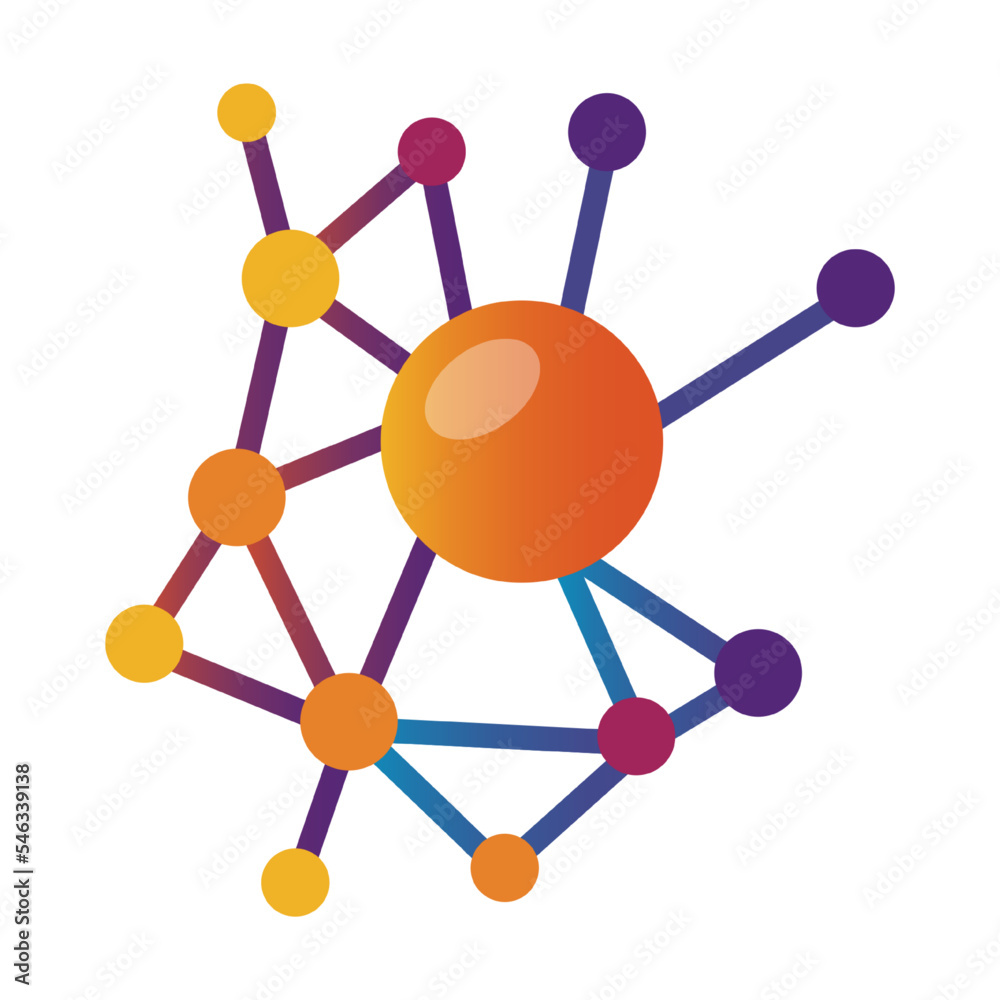Colorful molecule. Cartoon vector illustration. Molecular model ...