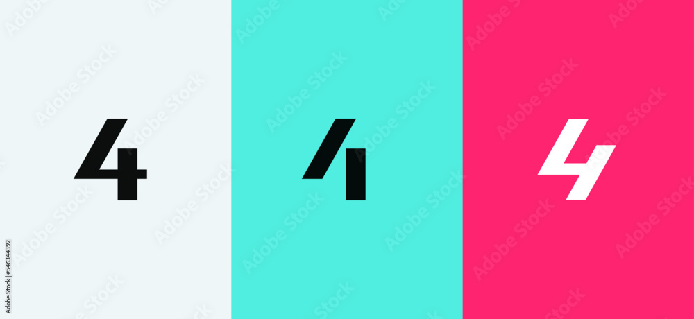 Set of number 4 minimal logo icon design template elements Stock Vector ...