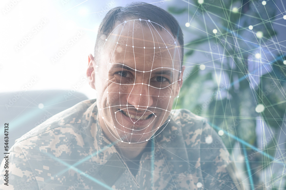 Future. Face Detection. Biometric Facial Recognition. ID Information ...