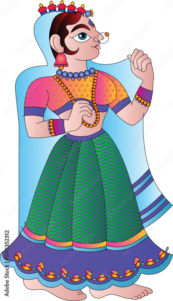 woman in a wedding procession carrying puja thali. matkis on the head ...