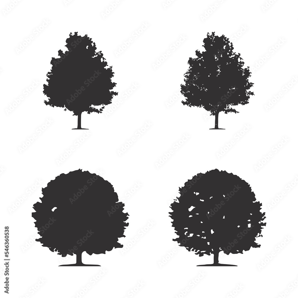 Tree silhouette isolated on white background vector illustration. Stock ...