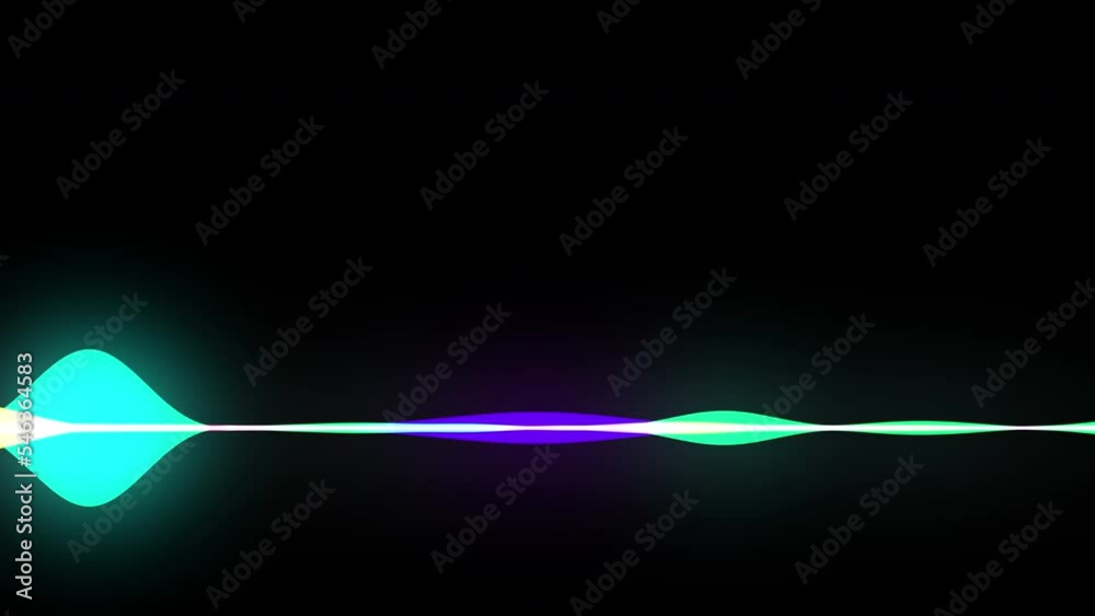 Voice waveform in neon colors horizontal isolated on black background ...