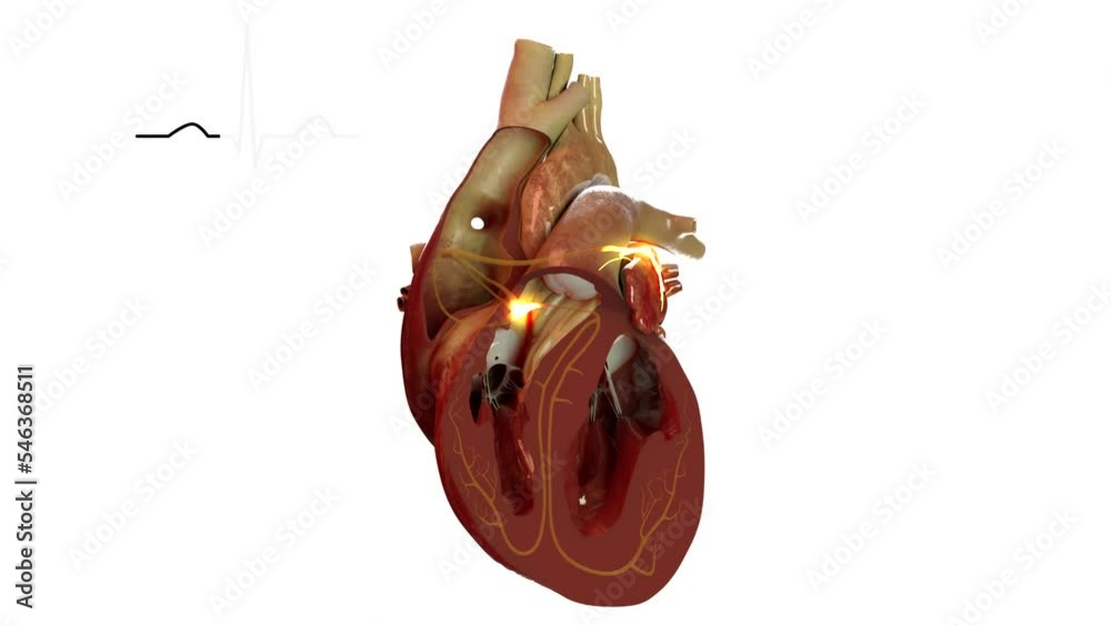 Human heart showing electrical activity in sync with and EGC (EKG ...