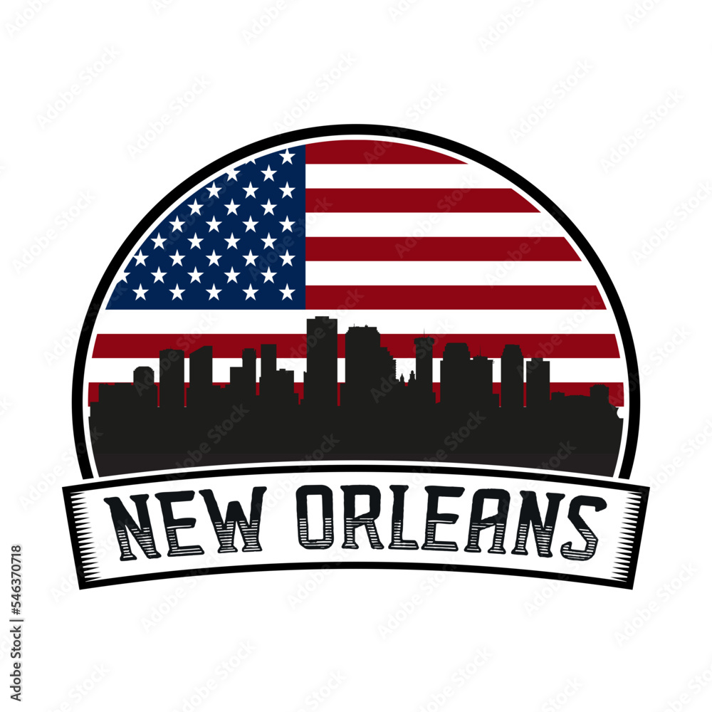 New Orleans Louisiana USA Skyline Sunset Travel Souvenir Sticker Logo ...