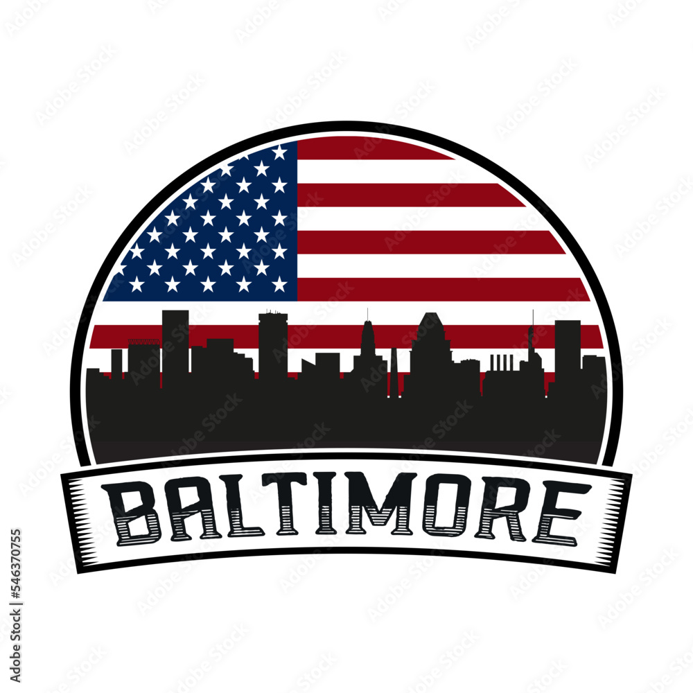 Baltimore Maryland USA Skyline Sunset Travel Souvenir Sticker Logo ...