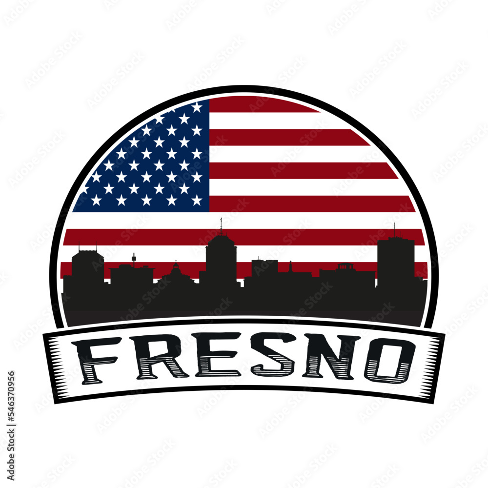 Fresno California USA Skyline Sunset Travel Souvenir Sticker Logo Badge ...