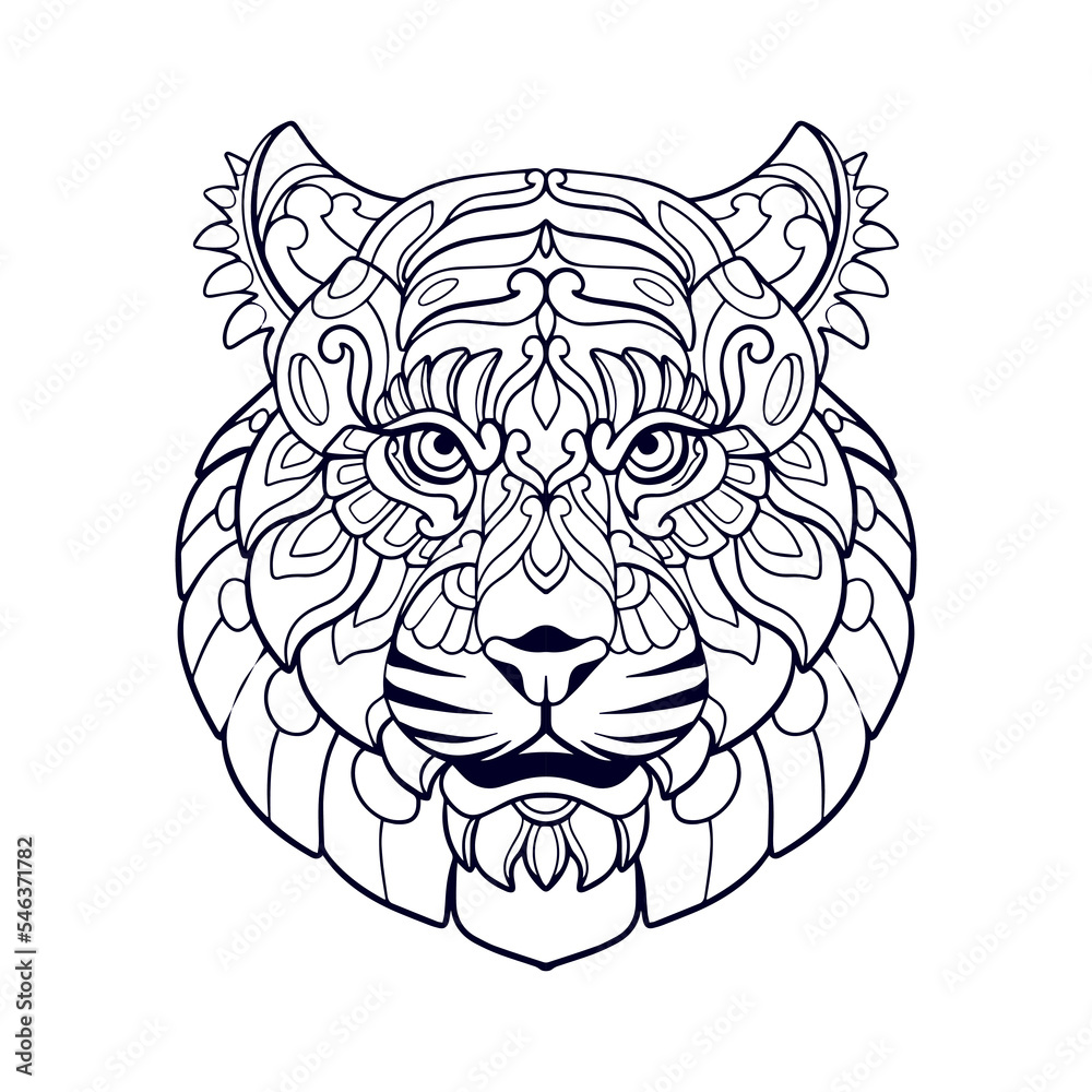 Tiger Head mandala arts isolated on white background Stock Vector ...