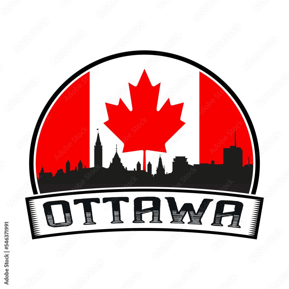 Ottawa Canada Skyline Sunset Travel Souvenir Sticker Logo Badge Stamp ...