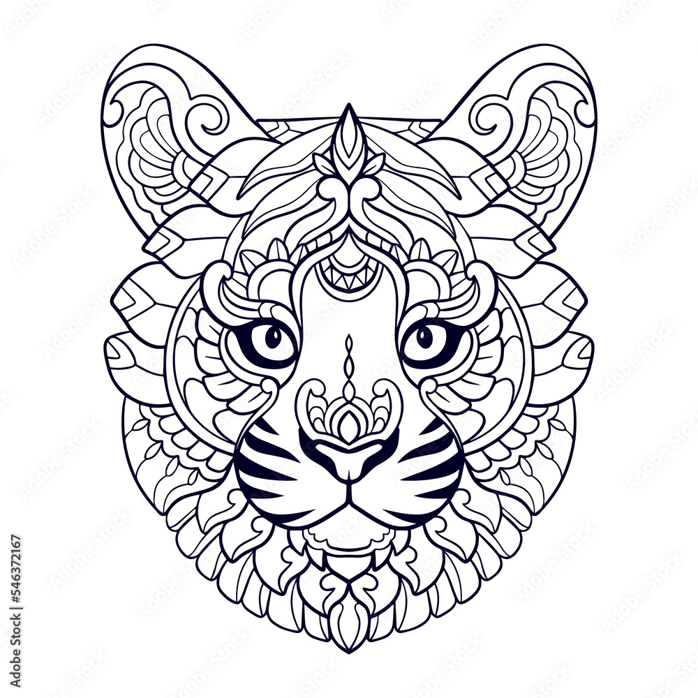 Tiger Head mandala arts isolated on white background Stock Vector ...