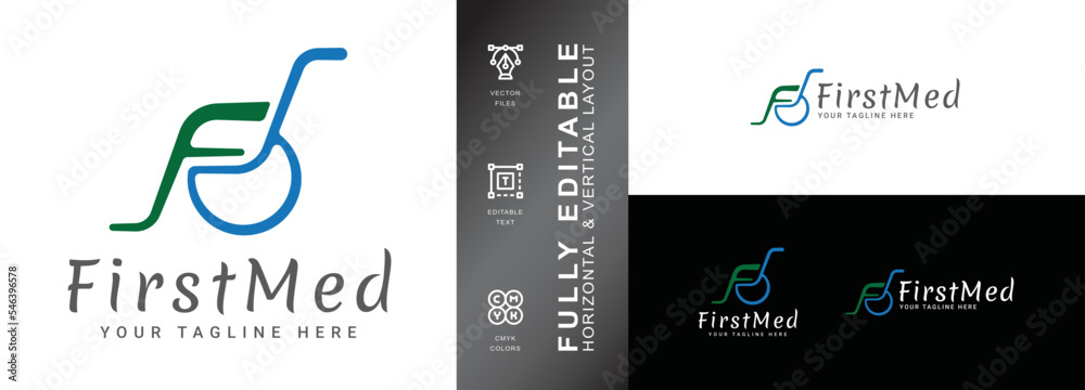 A modern and stylish Hospital logo template that has a different color ...