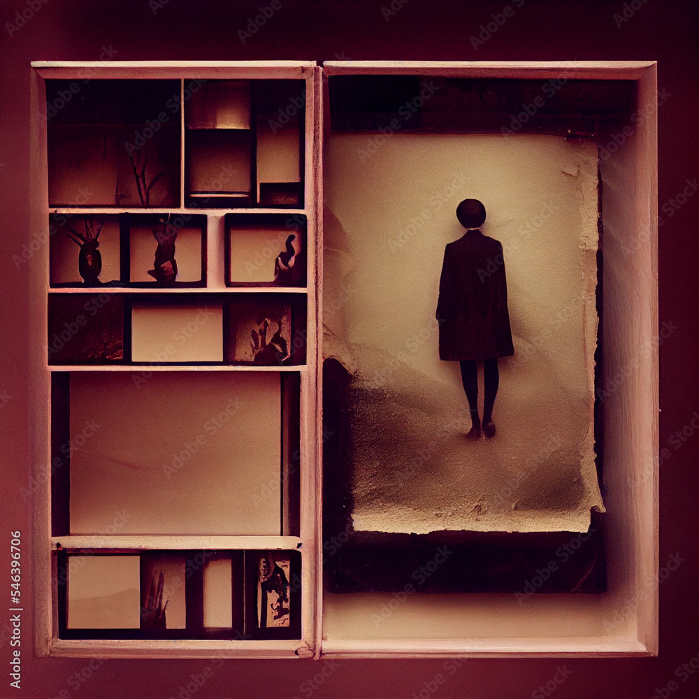 ภาพประกอบสต็อก EMDR shadowbox memories compartmentalizing, shame trauma ...