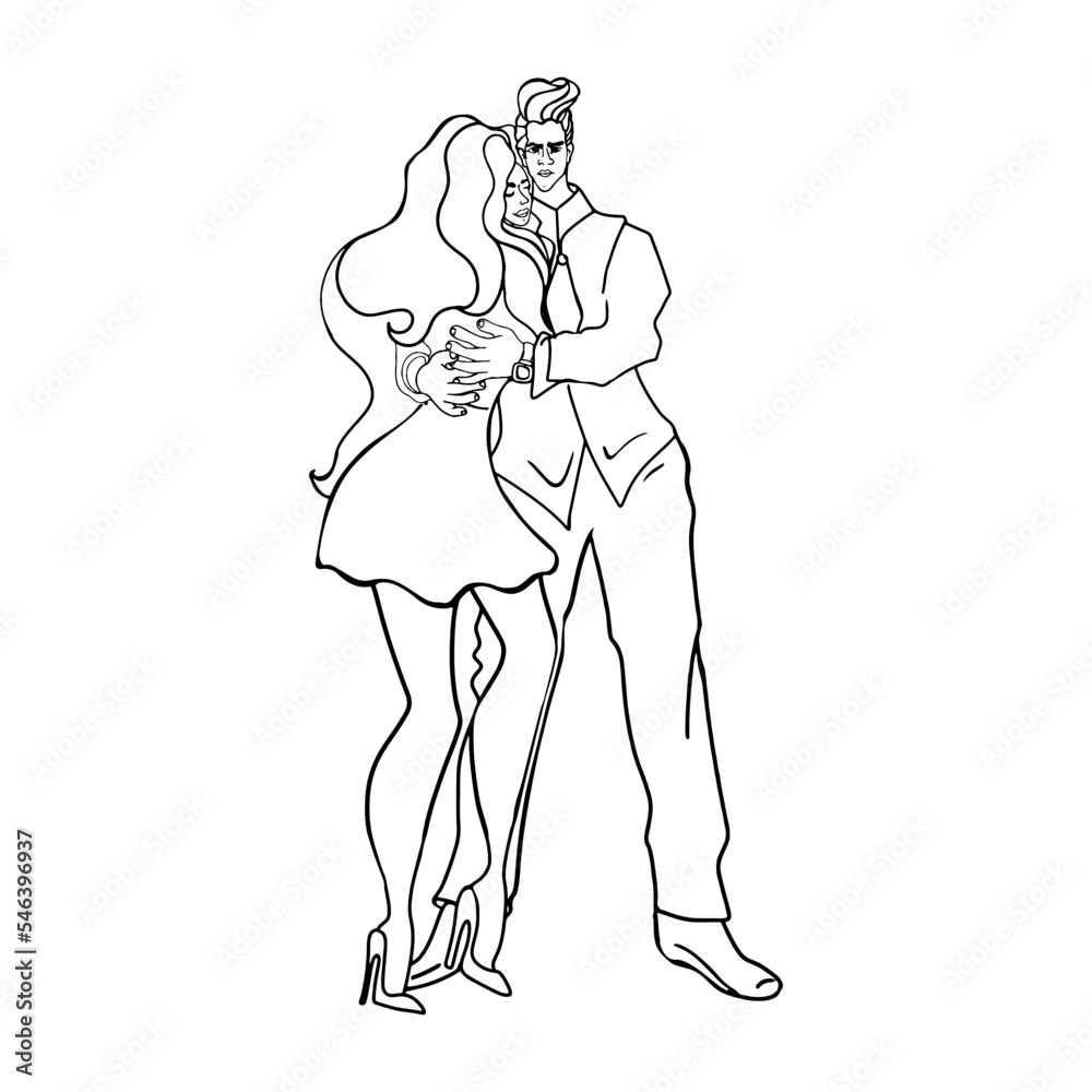 Romantic couple, back view in full growth. The guy and the girl are ...