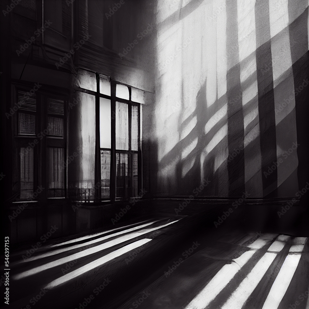 Noir scenery background, scenery, drama, retro, building, angle room ...