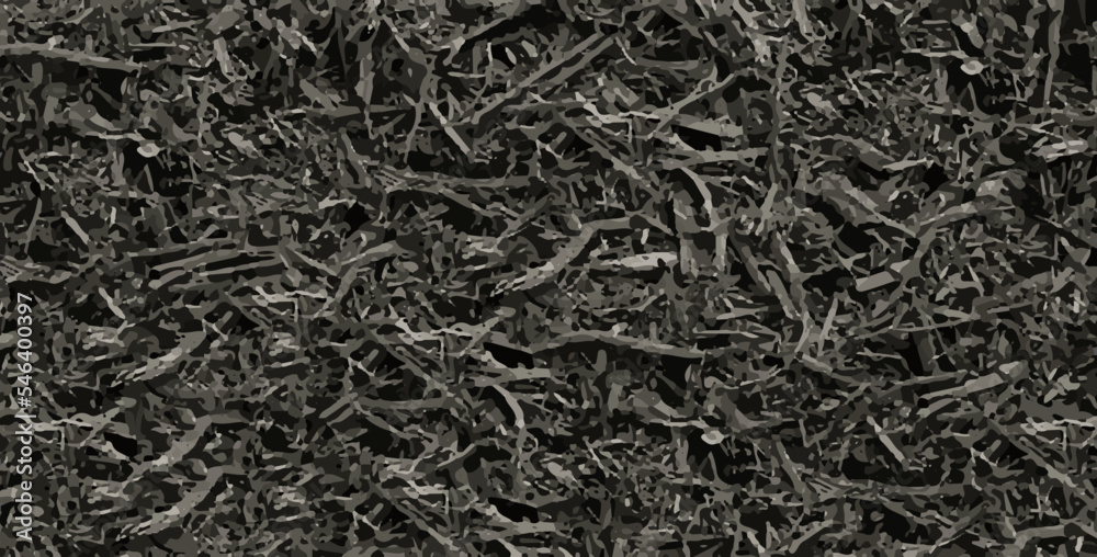 Black wood mulch for planting. Realistic vector scorched field ground ...