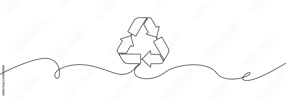 Recycling symbol one line. Recycle line icon.Recycle continuous line ...