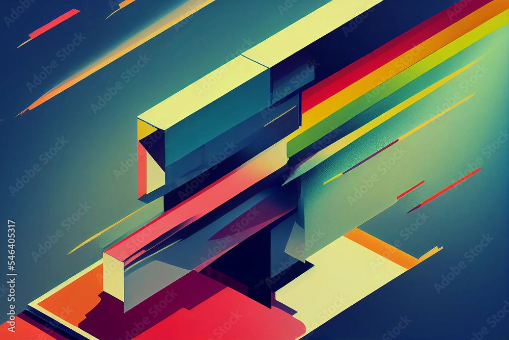 background illustration in the style of 2d and 3d mash up, abstraction ...