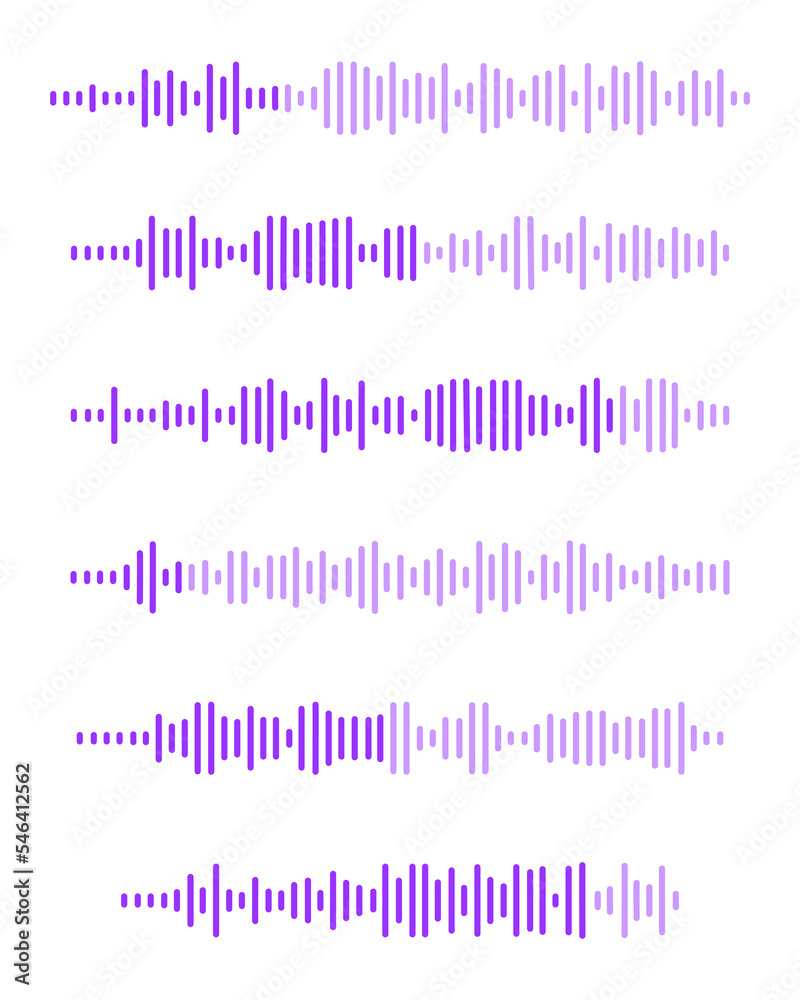 Sound wave icons. Voice message signs. Audio file pictograms. Record ...