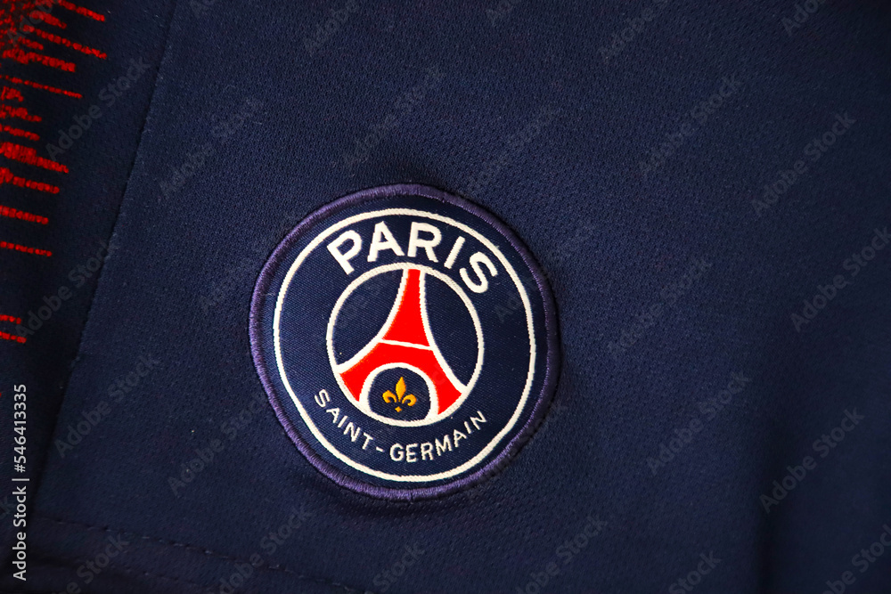 Football uniform of the Paris Saint Germain Club. Gym shorts. Logo ...