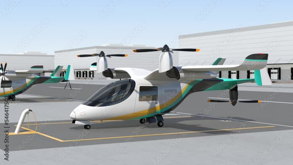 After forklift loaded goods and left, Electric VTOL cargo delivery ...