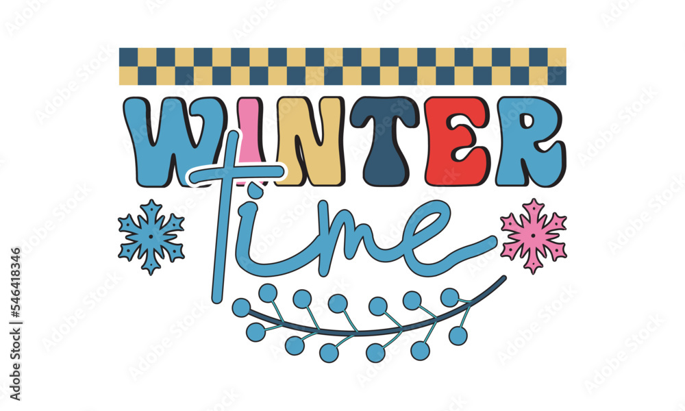 Winter time svg, Winter SVG, retro Winter T-shirt Design Template SVG ...