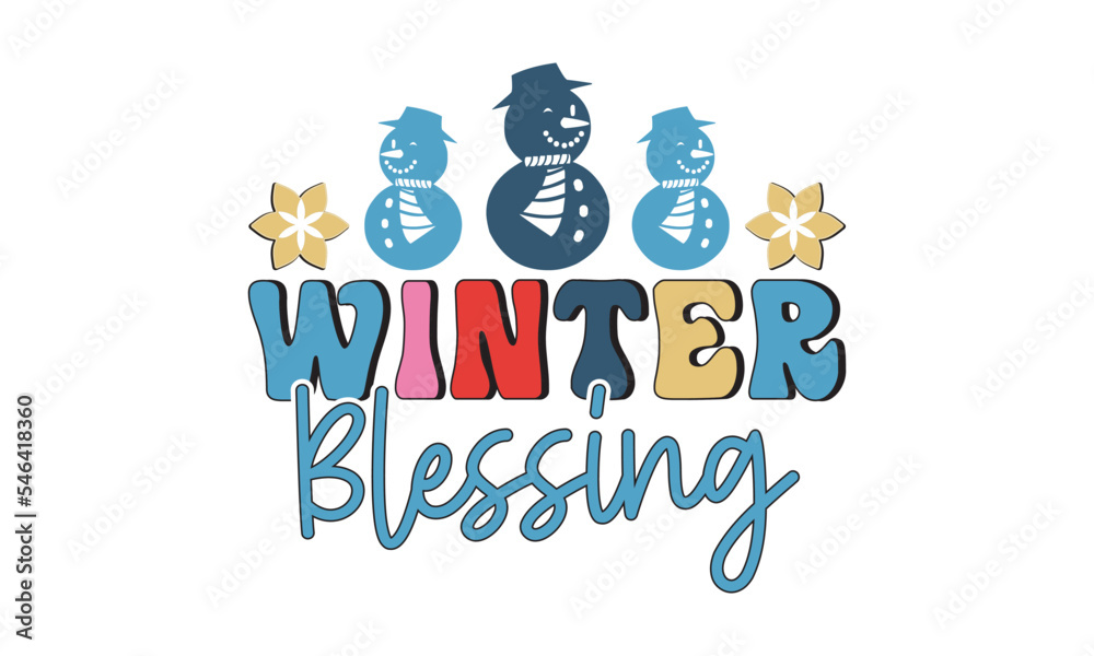 Winter blessing svg, Winter SVG, retro Winter T-shirt Design Template ...