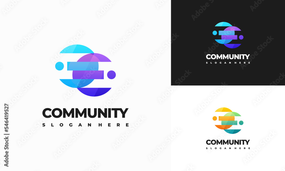 Modern People community logo template designs vector illustration Stock ...