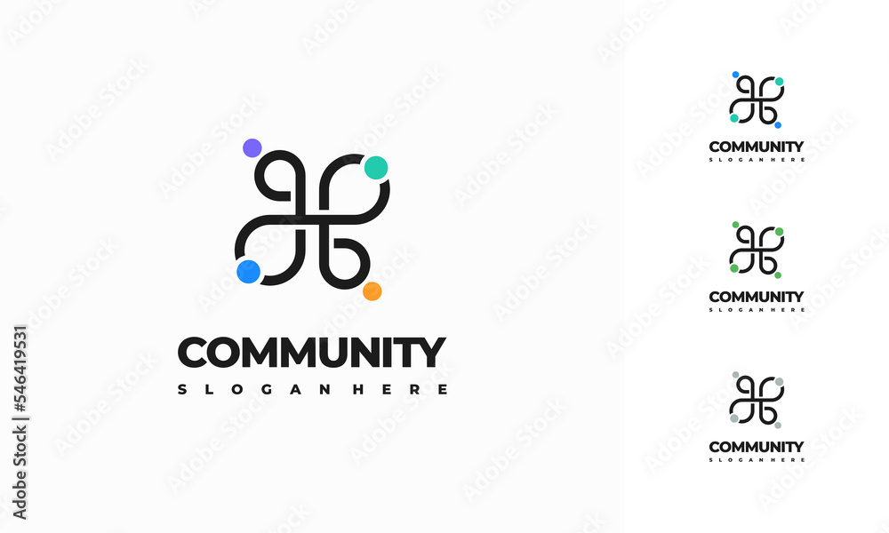 Modern People community logo template designs vector illustration Stock ...