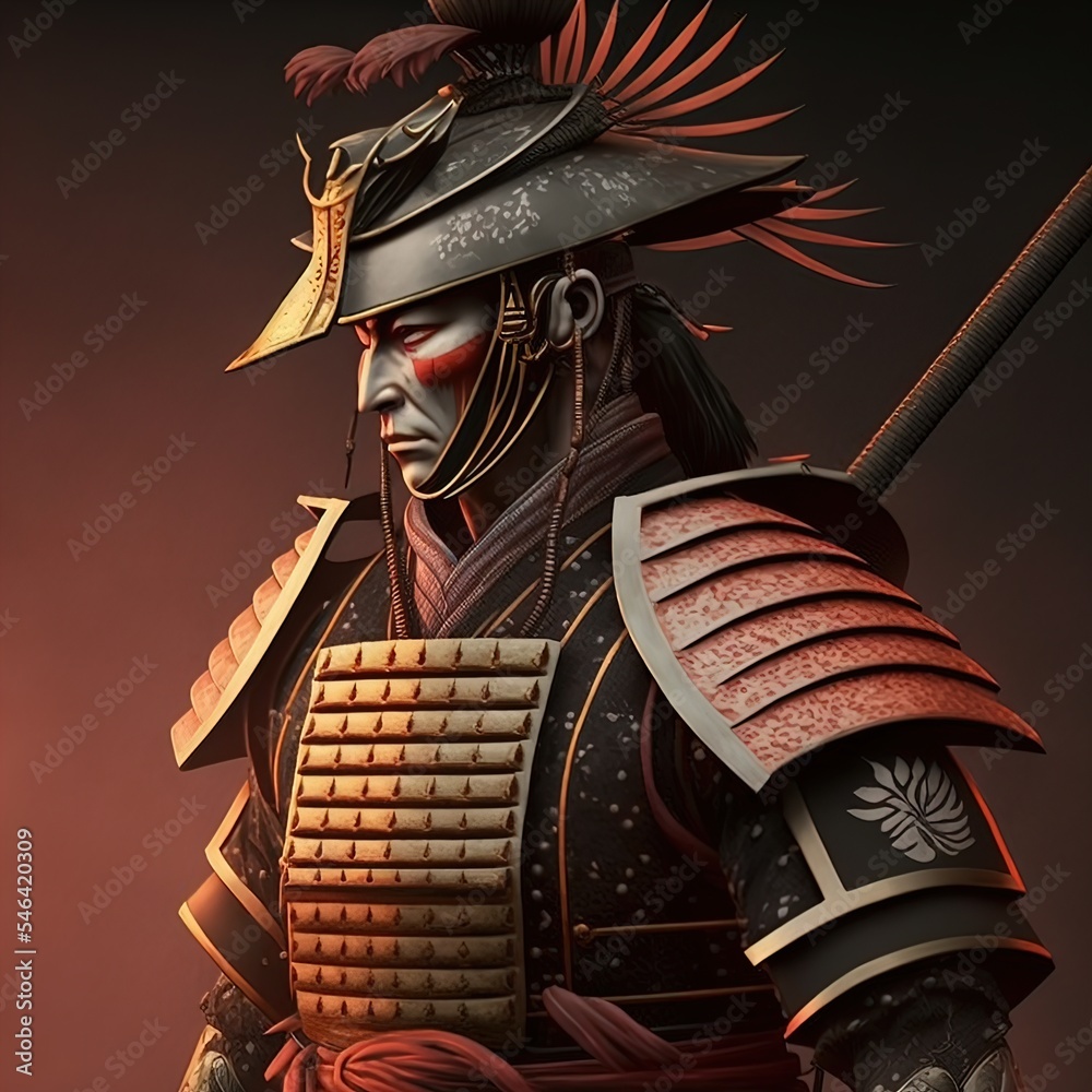 Japanese samurai illustration, digital art style, illustrated painting ...