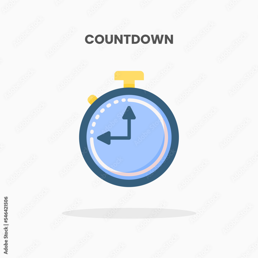 Countdown icon flat. Vector illustration on white background. Can used ...