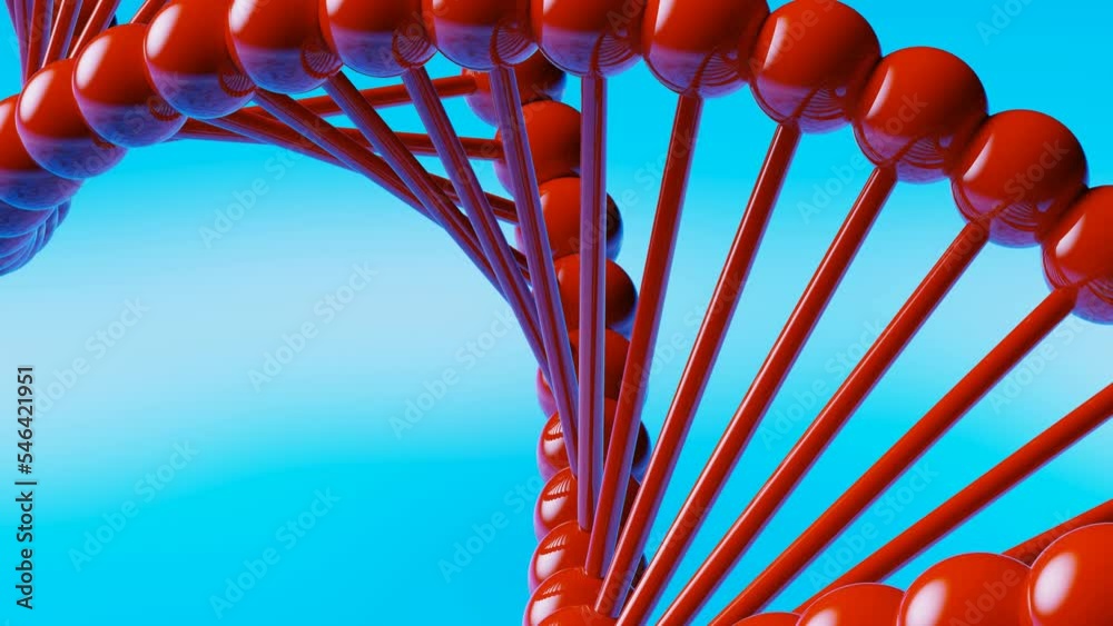 Rotating Red Science Molecular Crystal DNA Model Structure under Sky ...