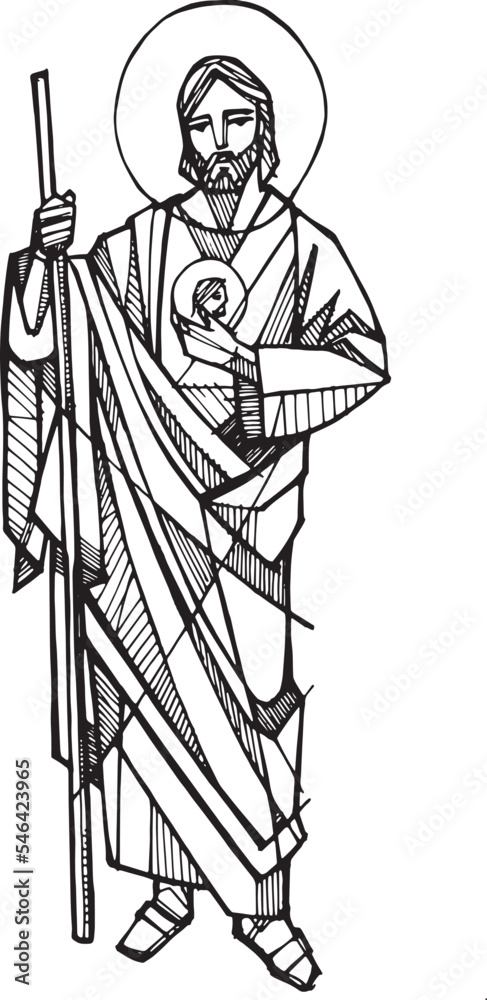 Poster Hand drawn illustration of St Jude Thaddeus . – Wall Art | UkPosters