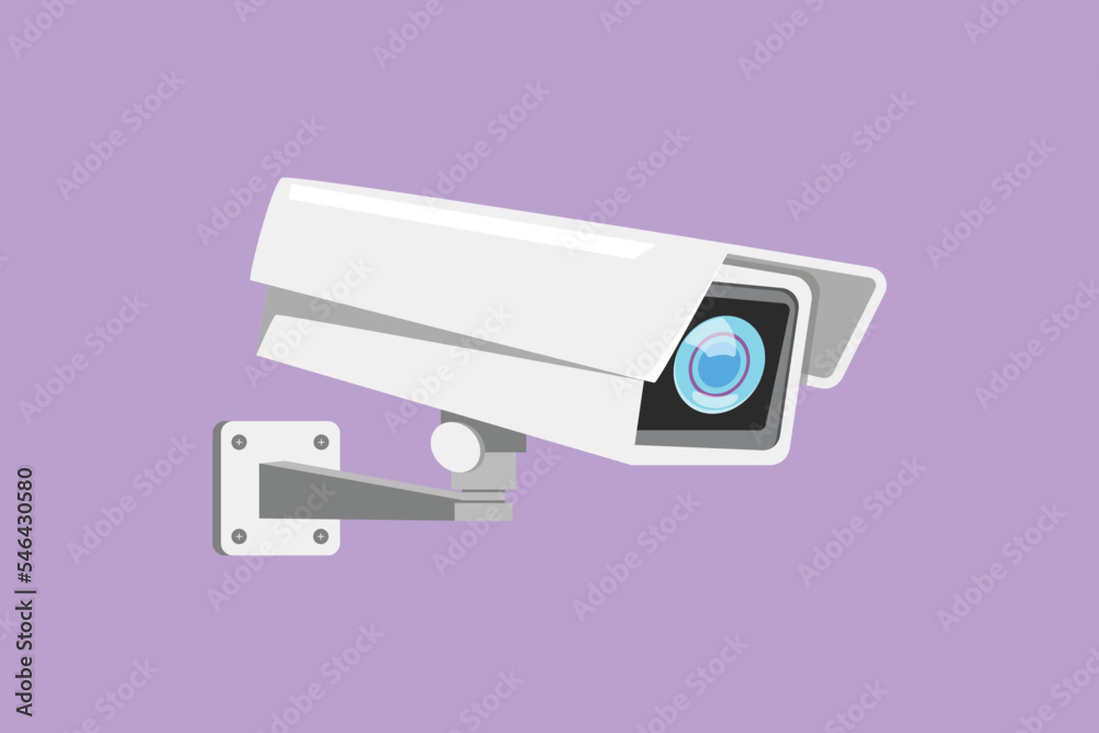 Cartoon flat style drawing of CCTV with a box shape installed on the ...