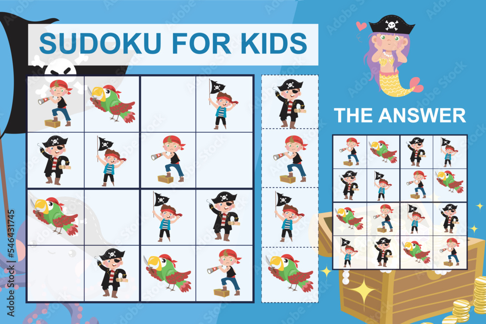 Sudoku sheet for kids. Education worksheet for children. Printable ...