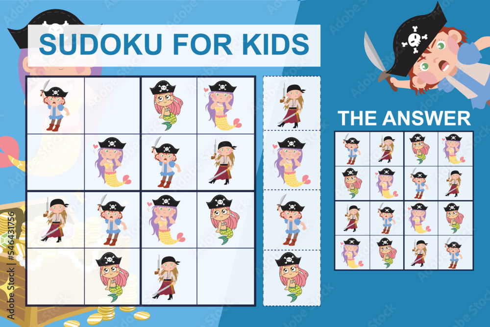 Sudoku sheet for kids. Education worksheet for children. Printable ...
