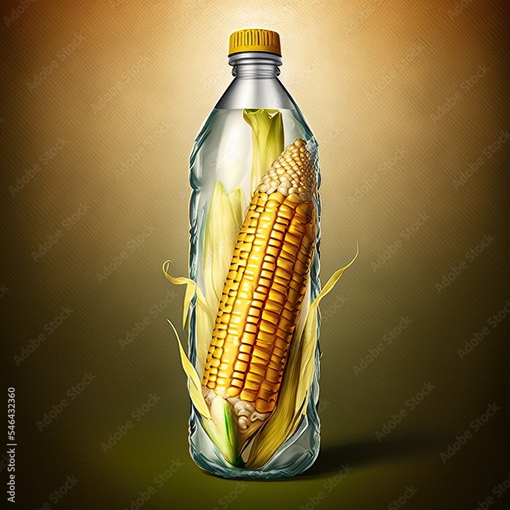 Bioplastic bottle and biodegradable plastic make from corn, green ...