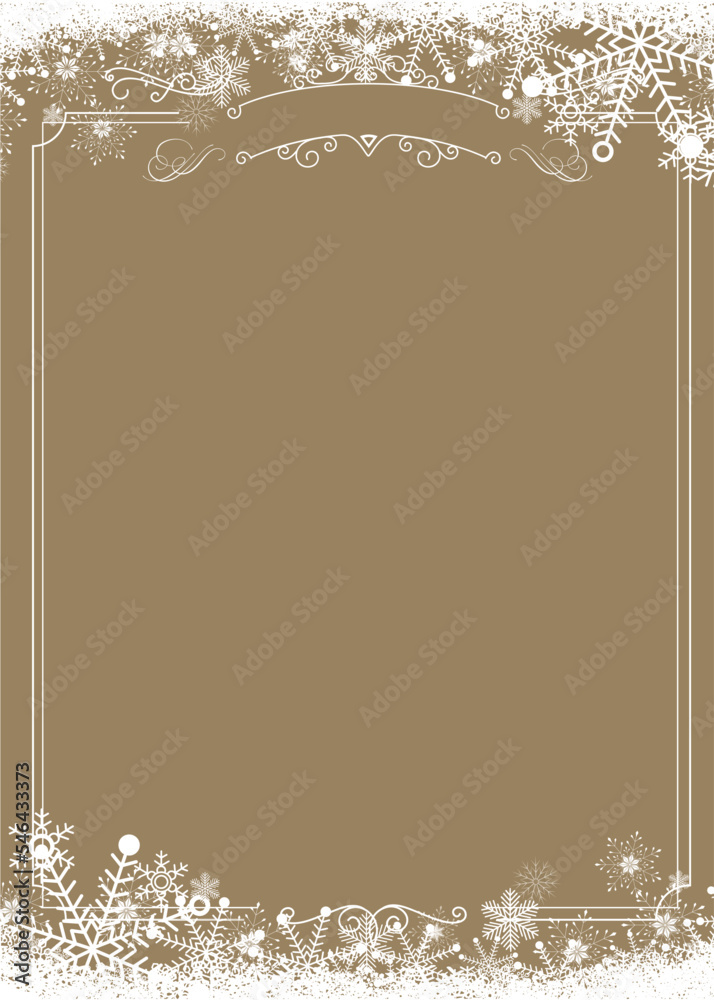 A4 size vertical Cafe menu - Winter snowflake retro border and ...