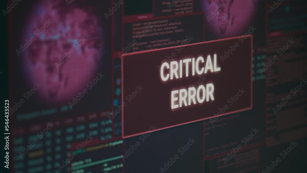Computer Showing Hacking Alert And Critical Error Message Flashing On Screen Dealing With Cyber