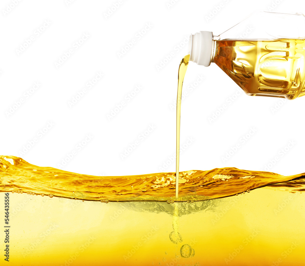 Pouring cooking oil from bottle against white background Stock Photo ...