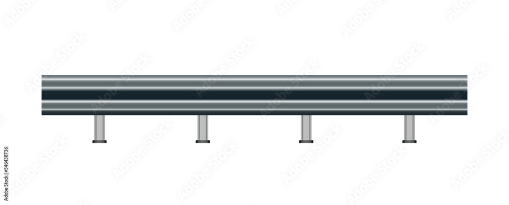 Vector metal linear road barrier isolated on white background. Driver ...